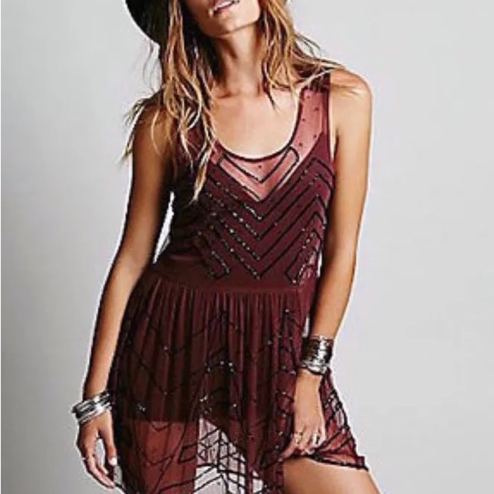 Free People Sheer Beaded Overlay - Gem